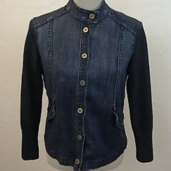 St. John | Jackets & Coats | St John Sport Denim Jacket With Knit ...